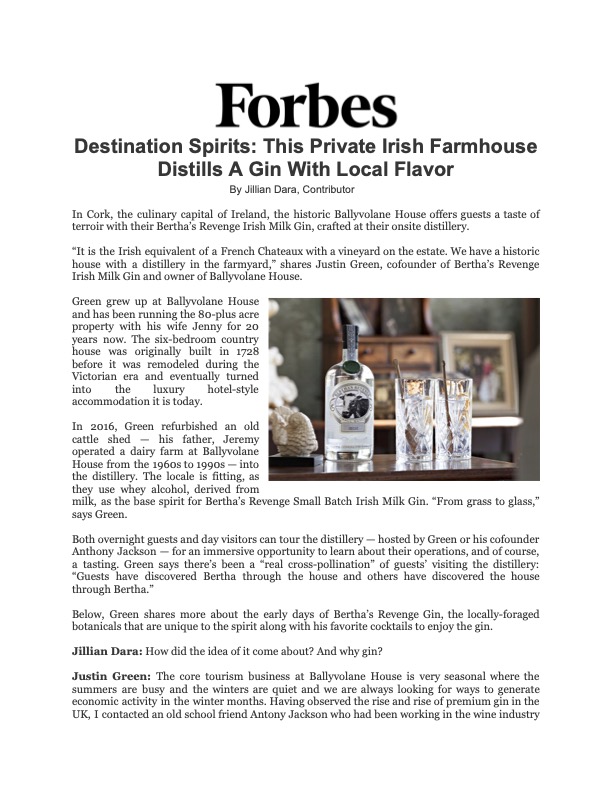 Forbes Magazine 'Destination Spirits: This Private Irish Farmhouse ...